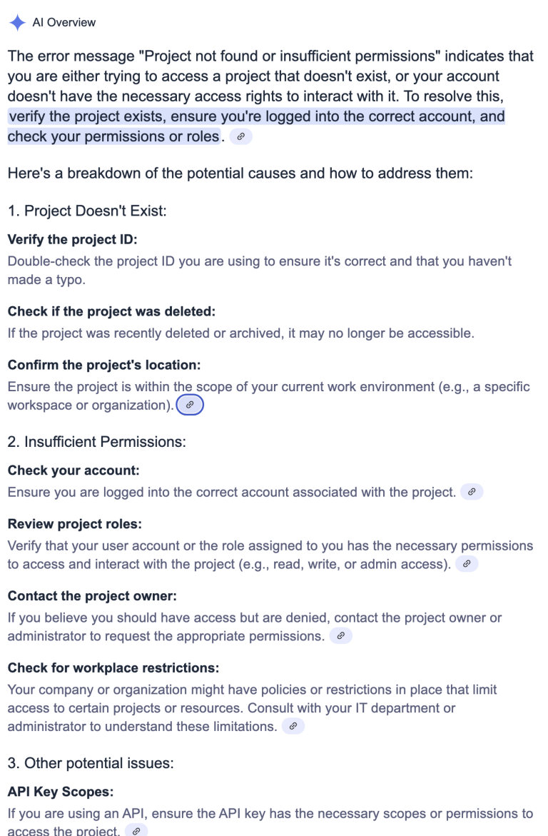 ChatGPT: Project not found or insufficient permissions. Please verify ...