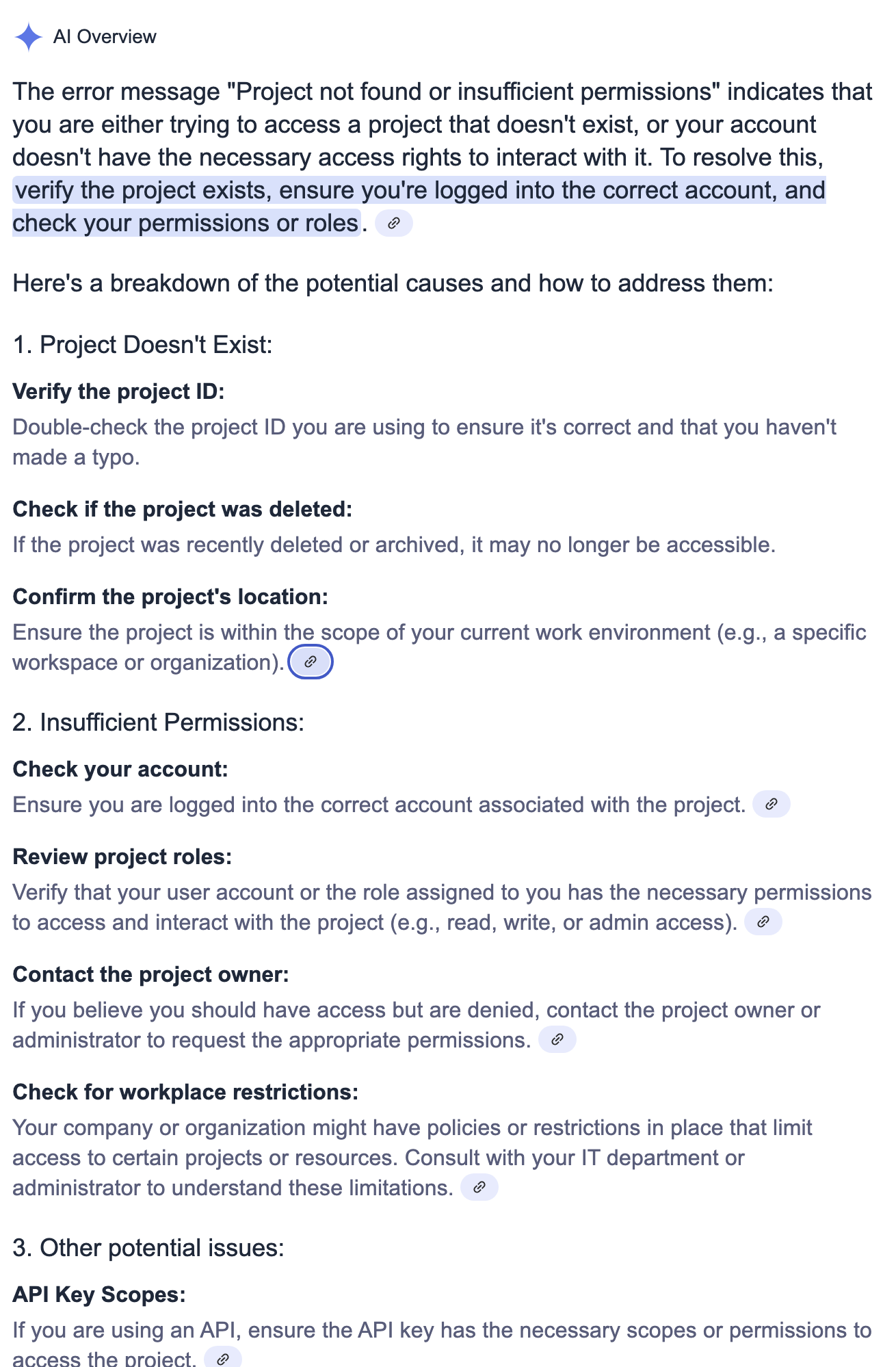 ChatGPT: Project not found or insufficient permissions. Please verify the project exists, and ...